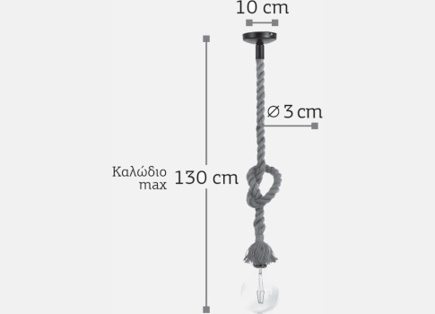 Inlight 4381-1 Ρυθμιζόμενο Κρεμαστό Φωτιστικό Μαύρο με Σχοινί για Ντουί ...