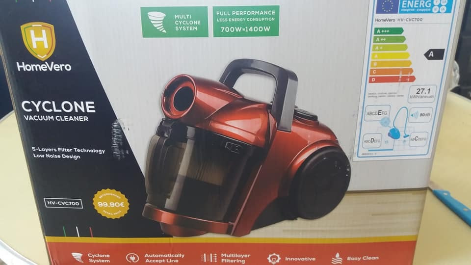 HomeVero HV-CVC700 Ηλεκτρική Σκούπα 700W με Κάδο 2lt Κόκκινη | Skroutz.gr