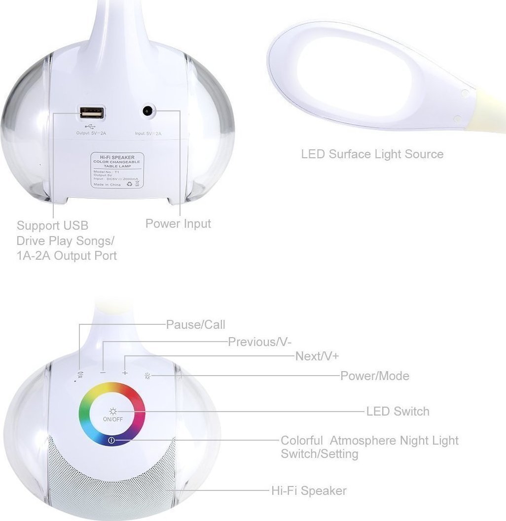 RGB Led with Bluetooth Speaker White | Skroutz.gr