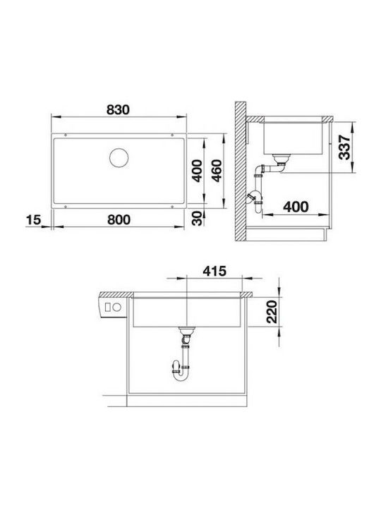 Blanco Subline 800-U Υποκαθήμενος Νεροχύτης από Συνθετικό Γρανίτη ...