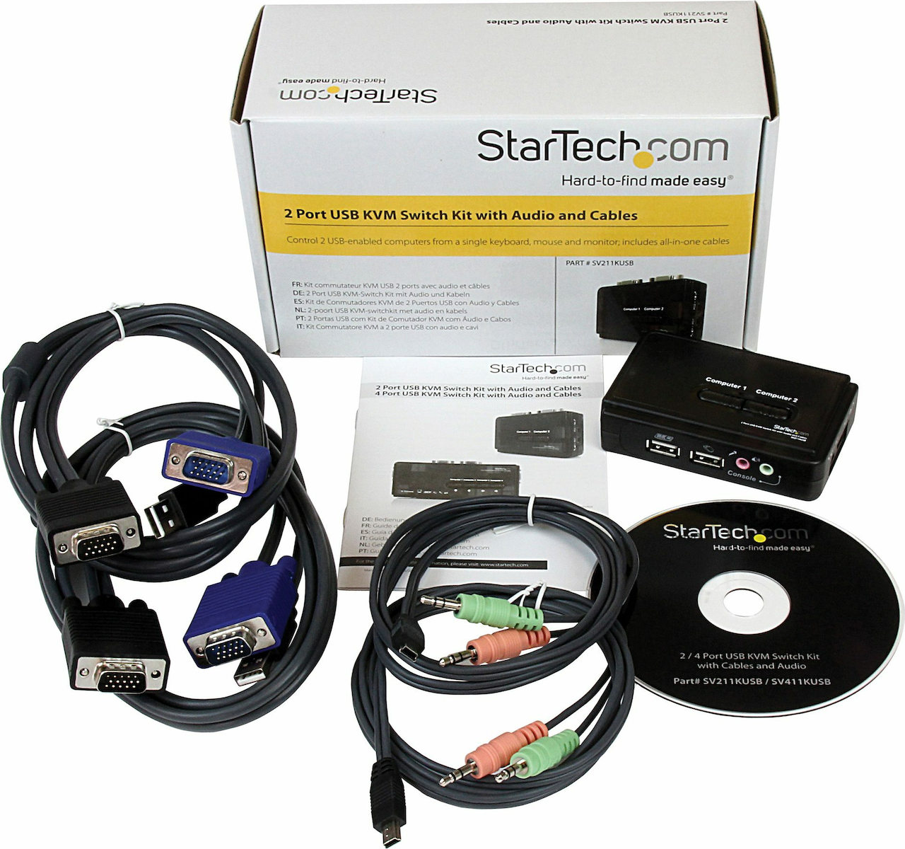 StarTech 2 Port Black USB KVM Switch Kit with Audio and Cables | Skroutz.gr
