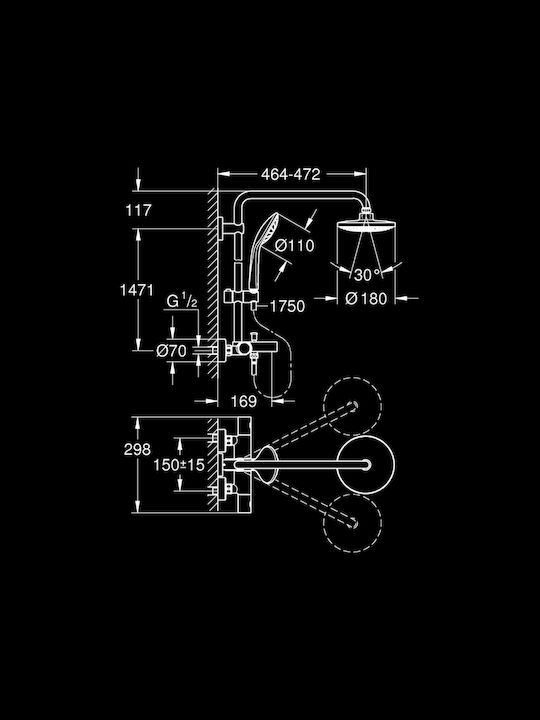 Grohe Euphoria System 180 27475000 Στήλη Ντουζ με Μπαταρία 158.8cm ...