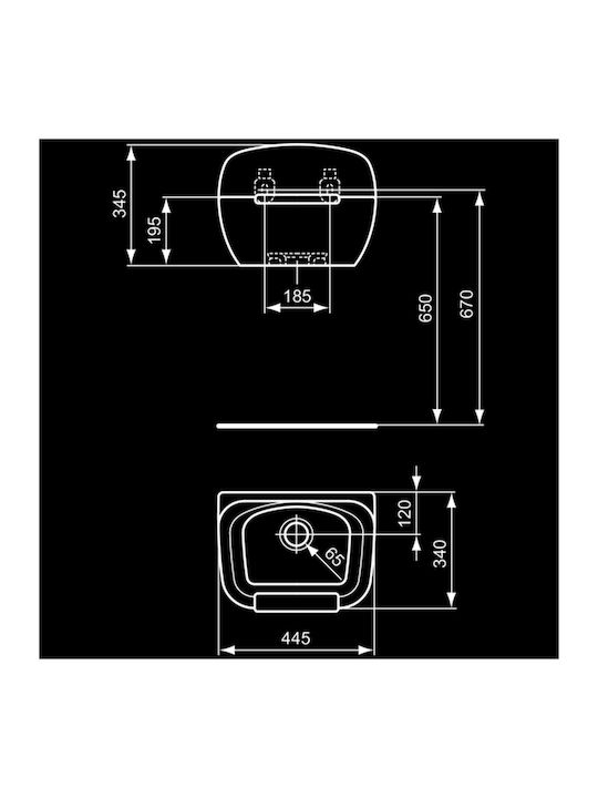 Ideal Standard Douro R380601 Επικαθήμενος Νιπτήρας Πορσελάνης 44 ...