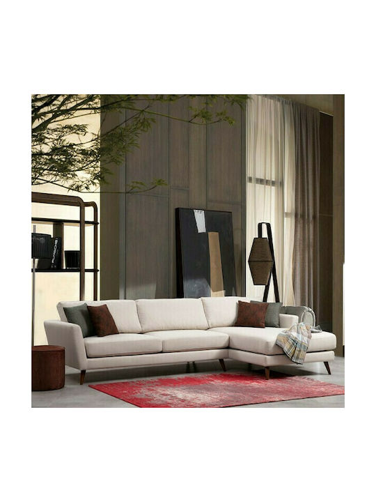 PWF-0526 Γωνιακός Καναπές με Αριστερή Γωνία Μπεζ / Καρυδί 303x168εκ ...