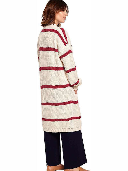 BeWear BK070 Μακριά Γυναικεία Πλεκτή Ζακέτα σε Λευκό Χρώμα | Skroutz.gr