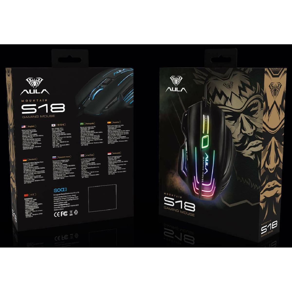 Aula Mountain S18 RGB Gaming Ποντίκι 6400 DPI Μαύρο | Skroutz.gr