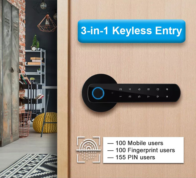 Secukey Ηλεκτρικό Κυπρί Κλειδαριάς με Σύνδεση Bluetooth σε Μαύρο Χρώμα ...
