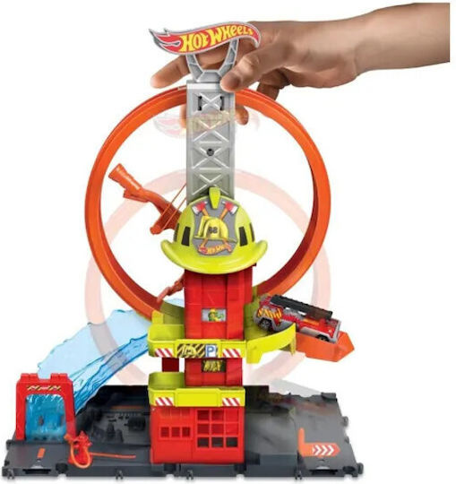 Hot Wheels City Super Loop Fire Station Πίστα Πυροσβεστικό για 4+ ετών ...