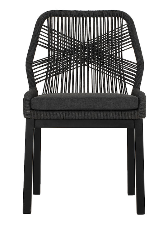 Καρέκλα Εξωτερικού Χώρου Μπαμπού Soleil με Μαξιλάρι Μαύρη HM5547.03 ...