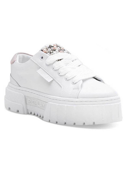 Replay Disco Vanity 2 Γυναικεία Flatforms Sneakers Λευκά RZ4E0004L-0186 ...
