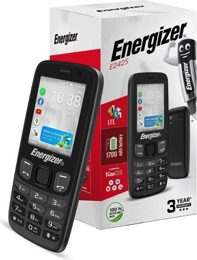 Energizer E242S Dual SIM (512MB/4GB) Κινητό με Κουμπιά Μαύρο | Skroutz.gr