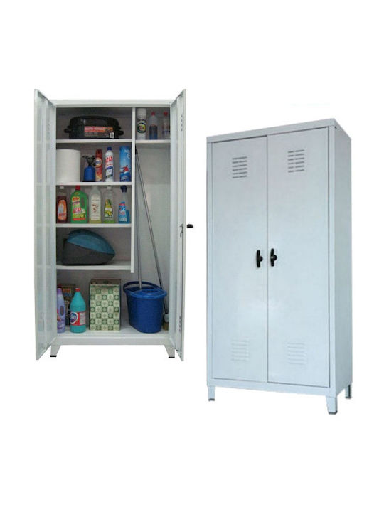 Dulap cu două uși Metal Galvanizat cu Separator & 5 Rafturi 100x46x75cm ...