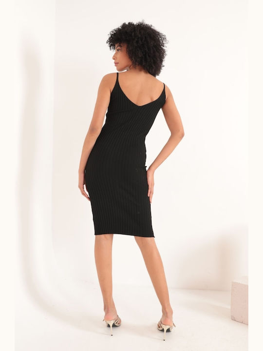 Fasardi Καλοκαιρινό Midi Φόρεμα Πλεκτό Μαύρο 111712 | Skroutz.gr