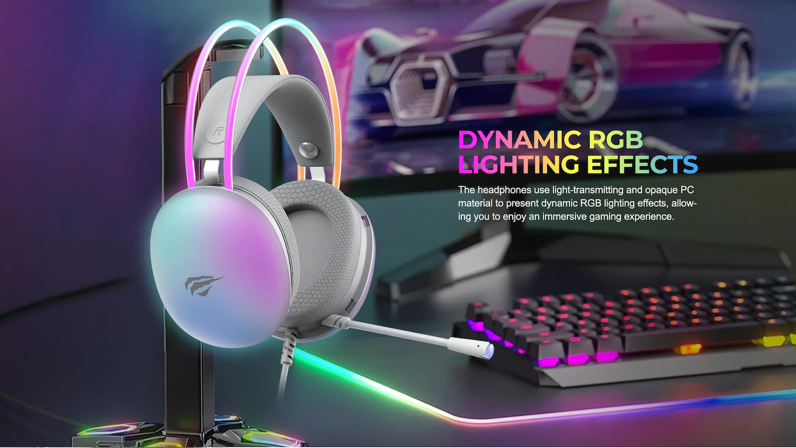 Havit H2037d Over Ear Gaming Headset με σύνδεση 2x3.5mm / USB Λευκό | Skroutz.gr