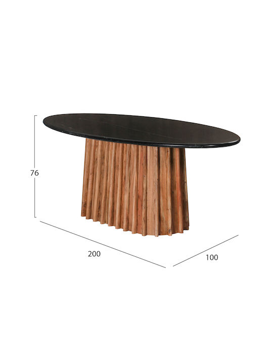 Draxx Τραπέζι Τραπεζαρίας από Μασίφ Ξύλο Μαύρο 200x100x76εκ. HM9689 ...