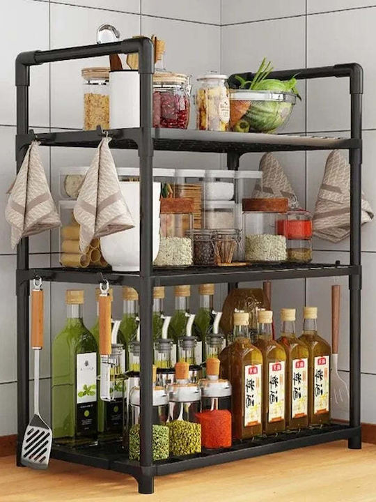 Wallex Ραφιέρα Κουζίνας Μεταλλική Μαύρη 3 Θέσεων 50.5x27x73cm WL140876 | Skroutz.gr