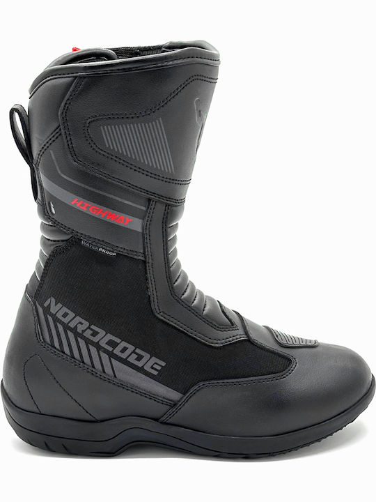 Nordcode Highway Wp Ανδρικές Μπότες Μηχανής Δερμάτινες Αδιάβροχες Μαύρες NOR000HGW01 | Skroutz.gr