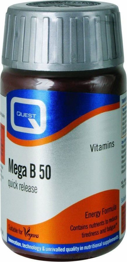 Quest Mega B 50 Quick Release Βιταμίνη για Ενέργεια, Ενίσχυση του Ανοσοποιητικού & το Νευρικό ...