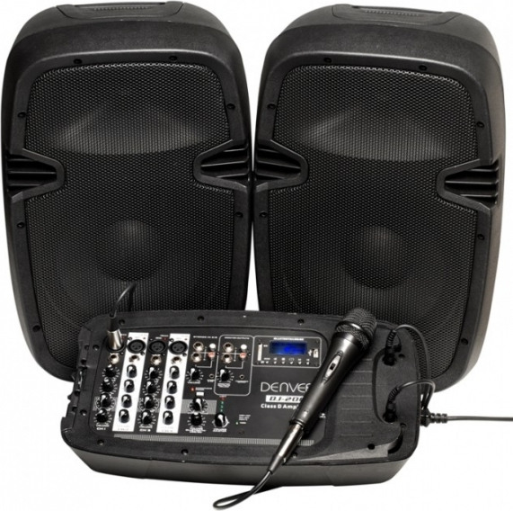 Denver Σύστημα Karaoke με Ενσύρματα Μικρόφωνα DJ-200 σε Μαύρο Χρώμα ...