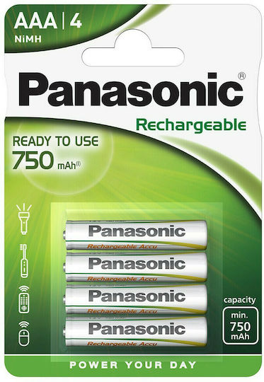 Panasonic Επαναφορτιζόμενες Μπαταρίες AAA Ni-MH 750mAh 1.2V 4τμχ ...