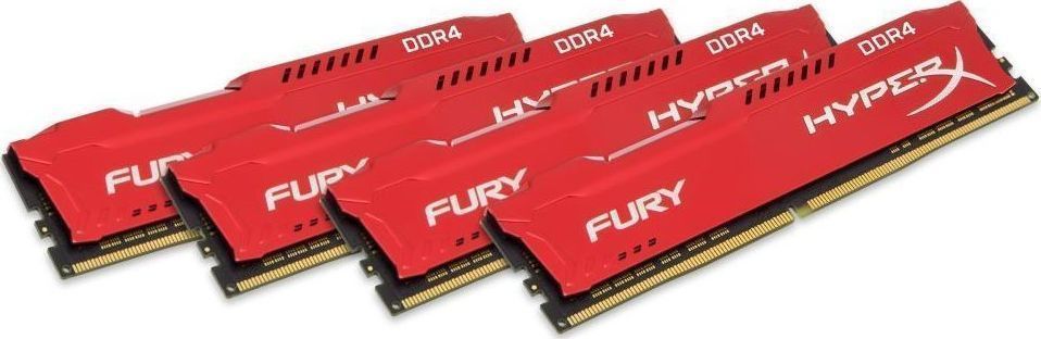 HyperX Fury Red 32GB DDR4 RAM με 4 Modules (4x8GB) και Ταχύτητα 2666 για Desktop (HX426C16FR2K4 ...