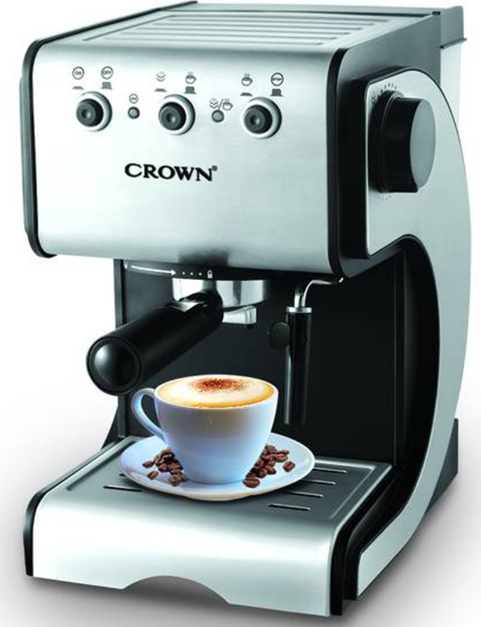 Crown CEM CEM-1524 Μηχανή Espresso 1050W Πίεσης 15bar Ασημί | Skroutz.gr