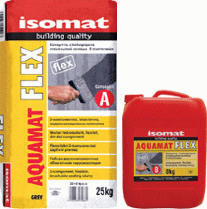 Isomat Aquamat Flex Επαλειφόμενο Στεγανωτικό 2 Συστατικών 33kg Γκρι ...