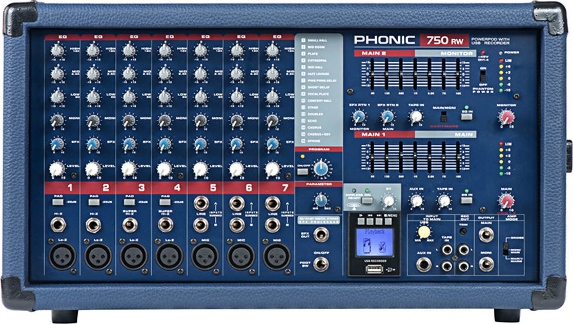 Phonic Powerpod 750RW Αυτοενισχυόμενη Αναλογική Κονσόλα 7 Καναλιών με ...