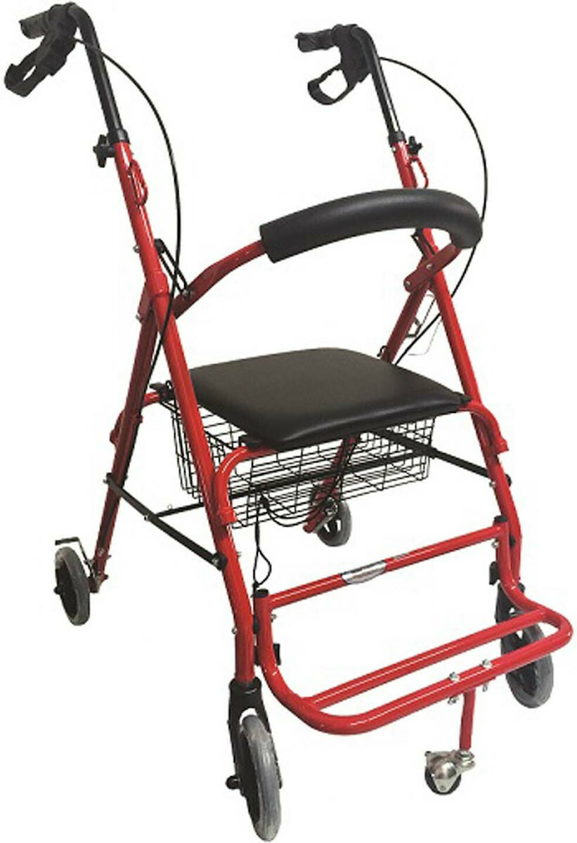Mobiak Πτυσσόμενος Περιπατητήρας Rollator Διπλής Διαμόρφωσης Κόκκινος ...