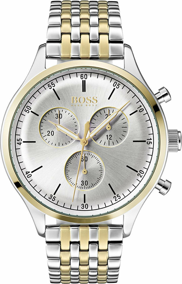 Hugo Boss Ρολόι Companion Χρονογράφος με Μεταλλικό Μπρασελέ σε Ασημί ...