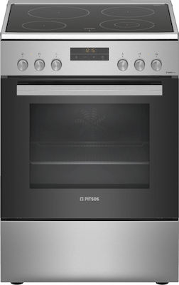 Pitsos PHNA39250 Κουζίνα 66lt με Κεραμικές Εστίες Π60εκ. Inox | Skroutz.gr