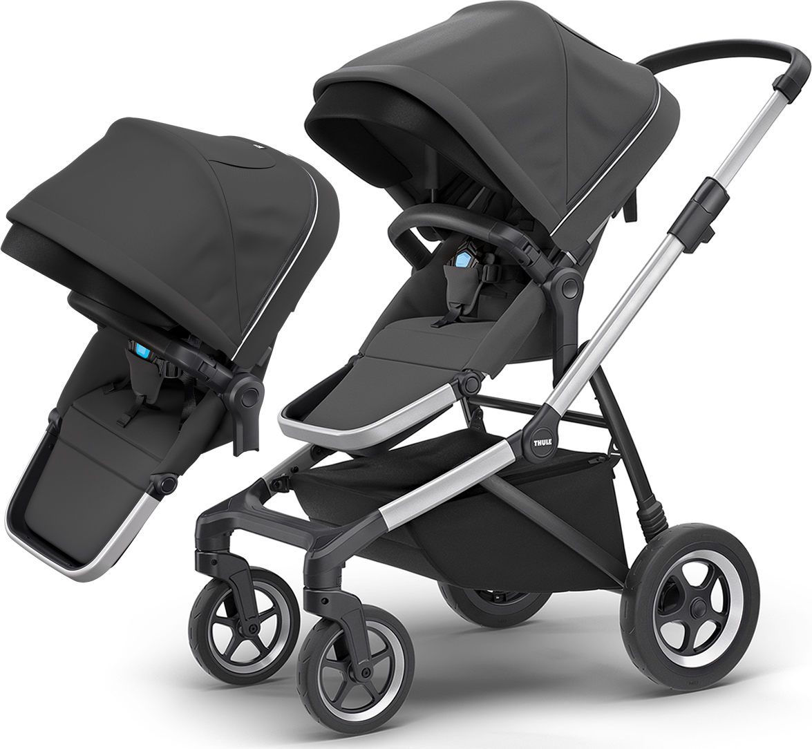Thule Καρότσι Διδύμων Sleek με 2 Port Bebe Shadow Grey | Skroutz.gr