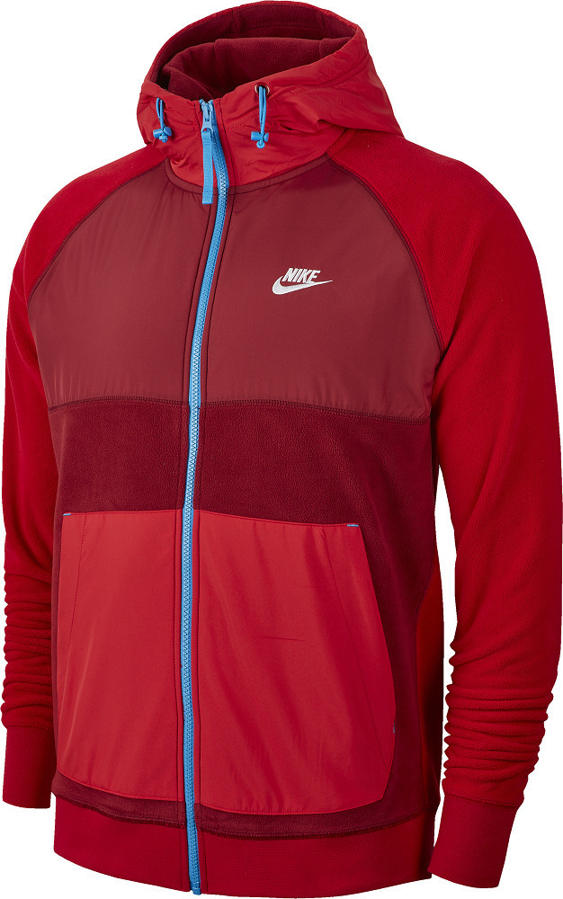 Nike Sportswear Ανδρική Φούτερ Ζακέτα με Κουκούλα και Τσέπες Κόκκινη ...