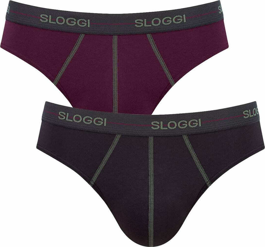 Sloggi Start Mini Ανδρικά Σλιπ Μπορντό Μονόχρωμα 2Pack 10179867-M022 ...