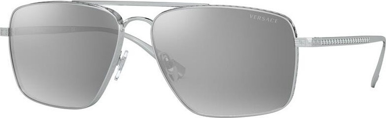 Versace Ανδρικά Γυαλιά Ηλίου με Ασημί Μεταλλικό Σκελετό και Ασημί Φακό ...