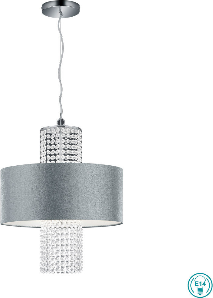 Trio Lighting King Μοντέρνο Κρεμαστό Φωτιστικό Τρίφωτο με Κρύσταλλα και ...