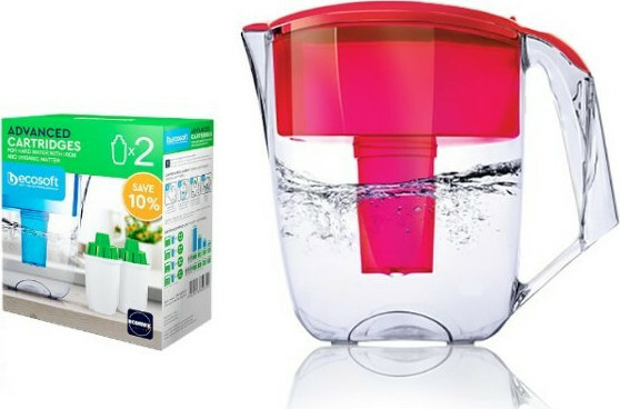 Ecosoft Maxima Κανάτα Σερβιρίσματος Πλαστική Raspberry με 2 Ανταλλακτικά Φίλτρα 5000ml | Skroutz.gr