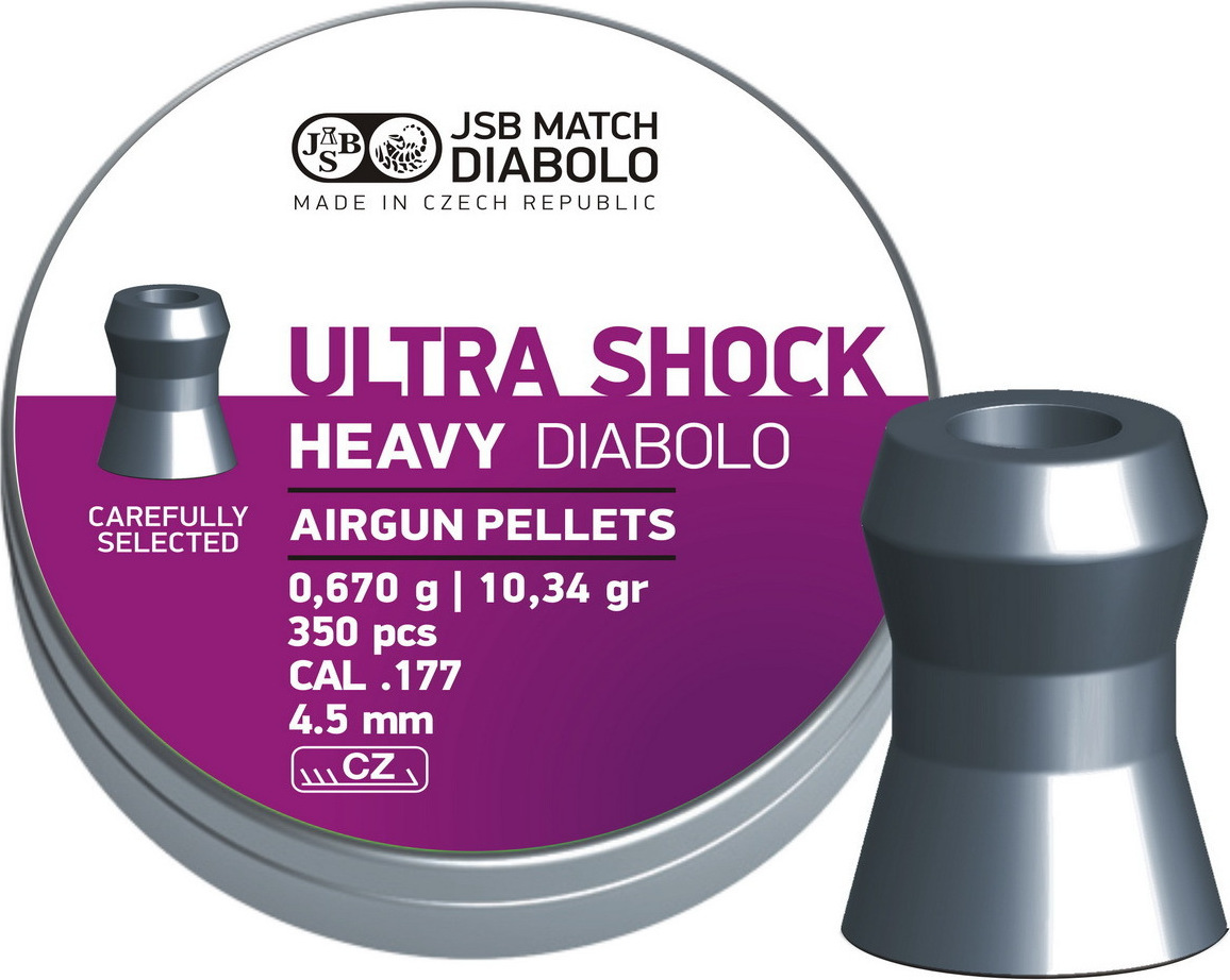 JSB Match Diabolo Ultra Shock Heavy Diabolo 4.5mm 0,670g/10,34gr 350pcs ...