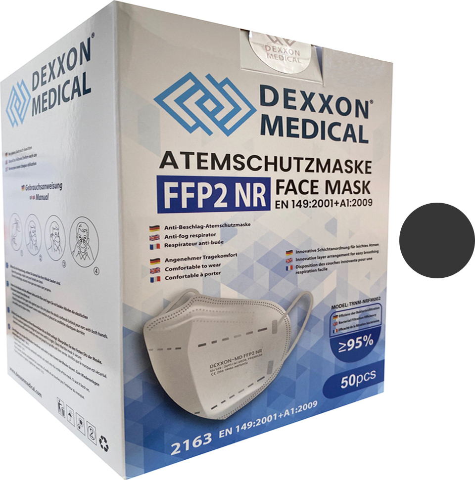 Dexxon Medical Face Mask FFP2 NR BFE>95% EN 149:2001+A1:2009 Μαύρο ...
