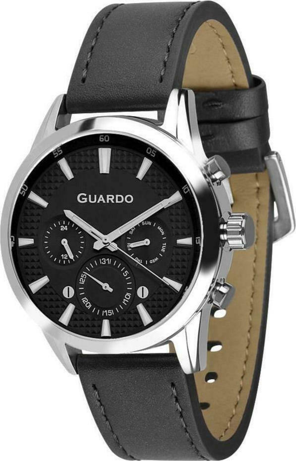 Guardo Ρολόι Χρονογράφος με Δερμάτινο Λουράκι σε Μαύρο χρώμα 13381 ...