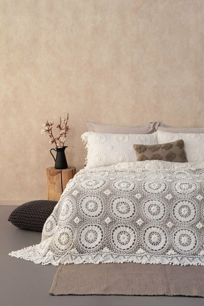 Palamaiki Cornilia Σετ Κουβερλί Υπέρδιπλο Βαμβακερό Λευκό 220x260cm ...