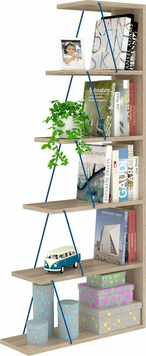 Βιβλιοθήκη Tars Mini 161944379 Δρυς / Μπλε 65x22x146cm | Skroutz.gr