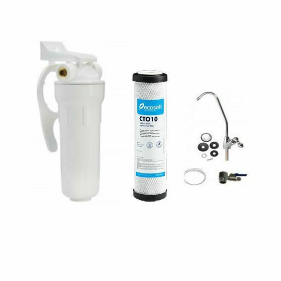 Ecosoft Συσκευή Φίλτρου Νερού Κάτω Πάγκου Μονή με Βρυσάκι με Ανταλλακτικό Φίλτρο Ecosoft CTO 10 ...