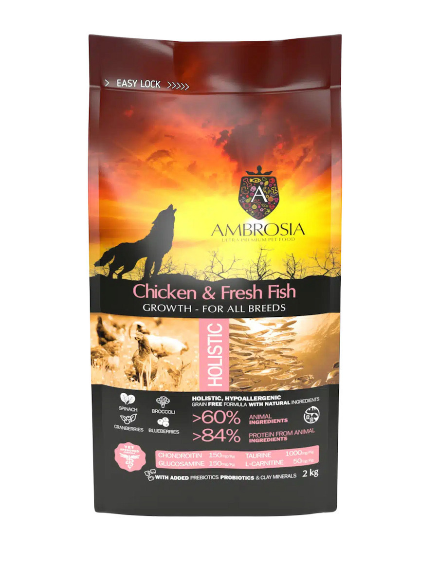 Ambrosia Chicken & Fresh Fish Growth All Breeds 6kg Hrană Uscată fără ...