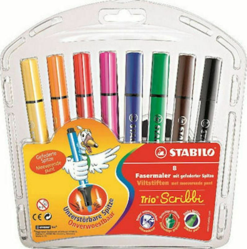 Stabilo Trio Scribbi Μαρκαδόροι Ζωγραφικής Χονδροί σε 8 Χρώματα 368/8 ...