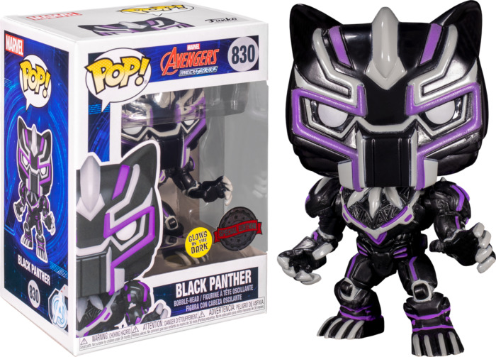Funko Pop! Marvel: Avengers - Black Panther 830 Bobble-Head & Glows in ...