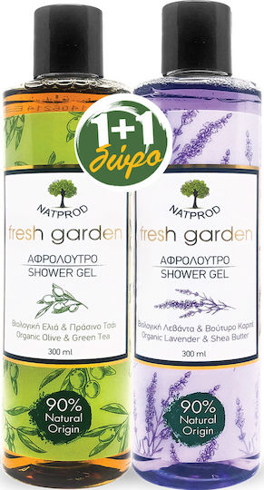 Natprod Αφρόλουτρο με Βιολογική Ελιά και Πράσινο Τσάι 300ml & Αφρόλουτρο με Βιολογική Λεβάντα ...
