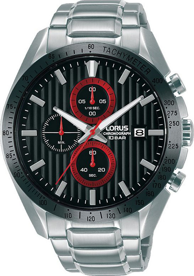 Lorus Sports Ρολόι Χρονογράφος Μπαταρίας με Μεταλλικό Μπρασελέ σε Ασημί ...