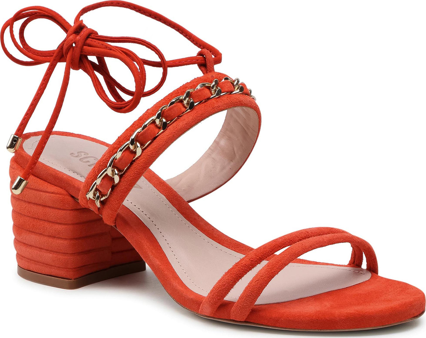 Schutz S 20001 0531 0002 U Δερμάτινα Γυναικεία Πέδιλα με Χοντρό Χαμηλό Τακούνι σε Κόκκινο Χρώμα ...