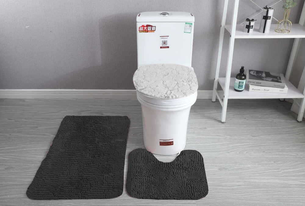 Kelepoyri Αντιολισθητικό Σετ Πατάκια Μπάνιου Βαμβακερά Classic Black ...